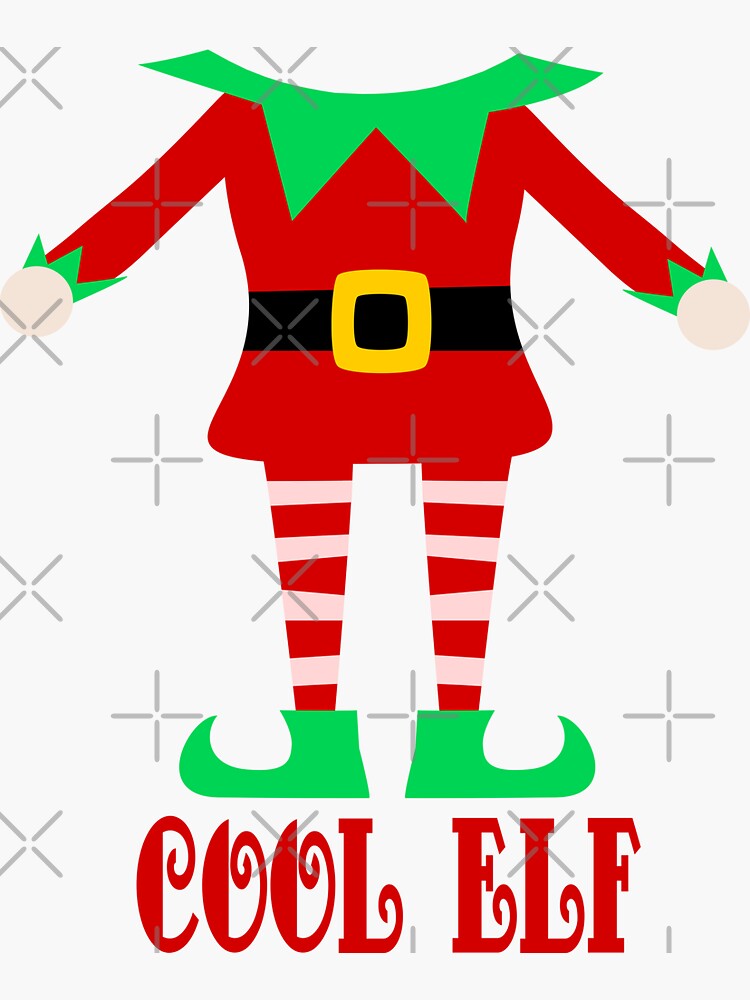 "Christmas elf - Cool elf - body, red" Sticker for Sale by Digillusion ...