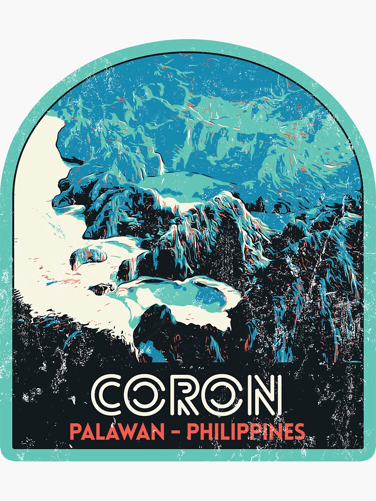 "Coron Palawan Philippines vintage travel decal Filipinas coast sky ...