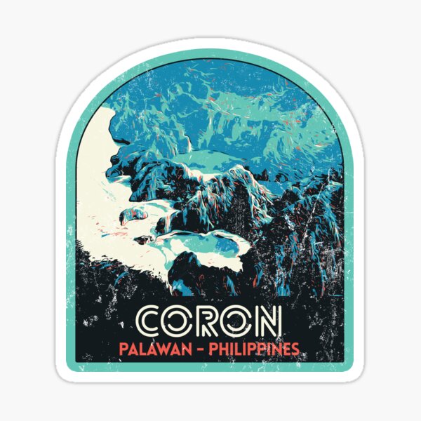 "Coron Palawan Philippines vintage travel decal Filipinas coast sky ...