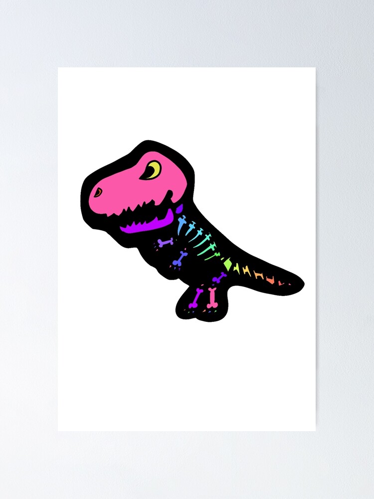 "Bright and Colorful Dead T-Rex Dinosaur Bones" Poster for Sale by Geek ...