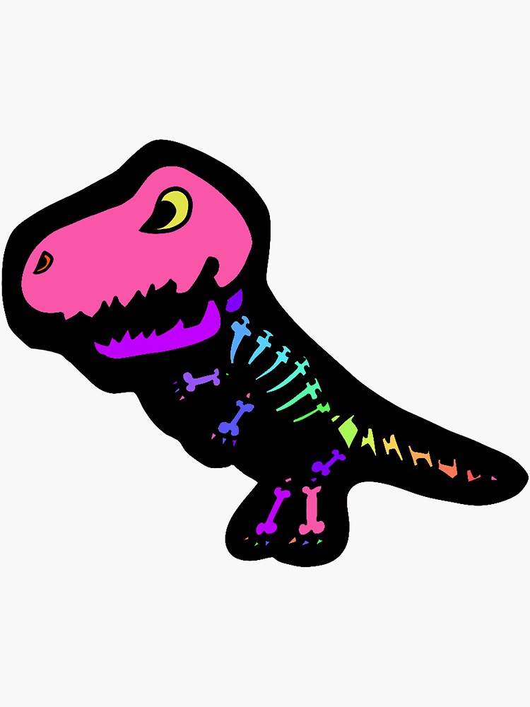 "Bright and Colorful Dead T-Rex Dinosaur Bones" Sticker for Sale by ...