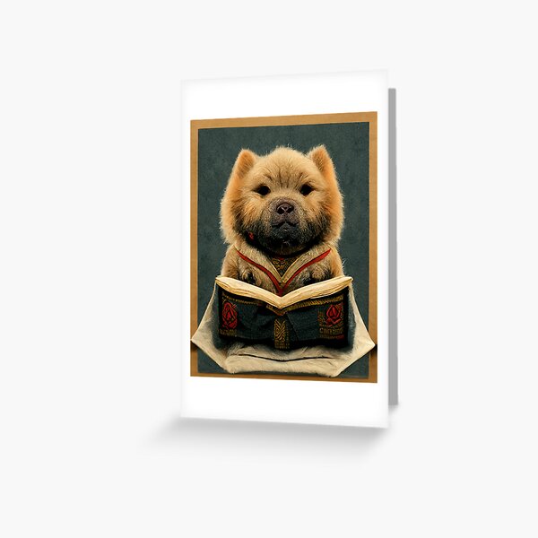 "Medieval Chow-Chow reading a book - Art" Greeting Card for Sale by ...