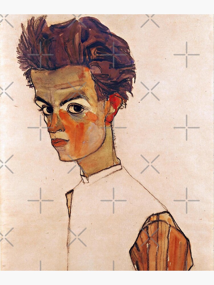 "Self portrait of egone schiele " Sticker for Sale by Golido | Redbubble