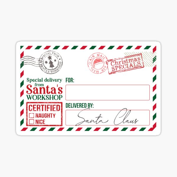 "Christmas Mailing Label from Santa's Workshop (4 of 4)" Sticker for ...