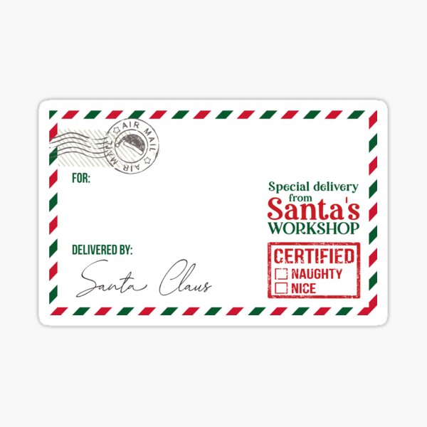 "Christmas Mailing Label from Santa's Workshop (1 of 4)" Sticker for ...