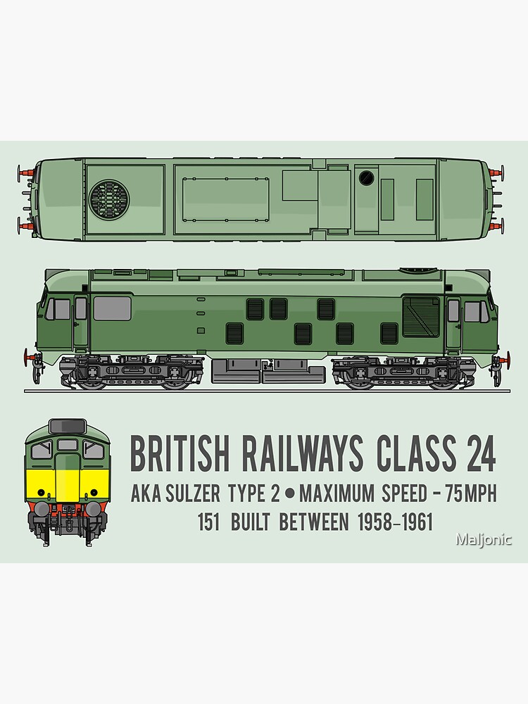 "British Railways Class 24 Locomotive Diagram Gift" Sticker for Sale by ...
