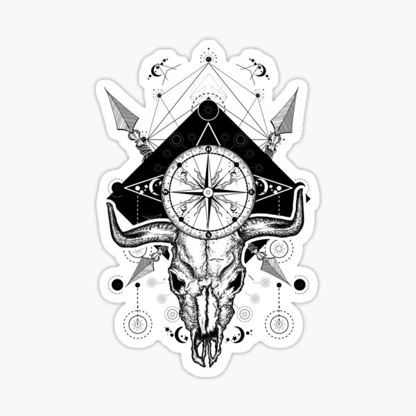 "Bison skull, compass and crossed arrows" Sticker for Sale by intueri ...