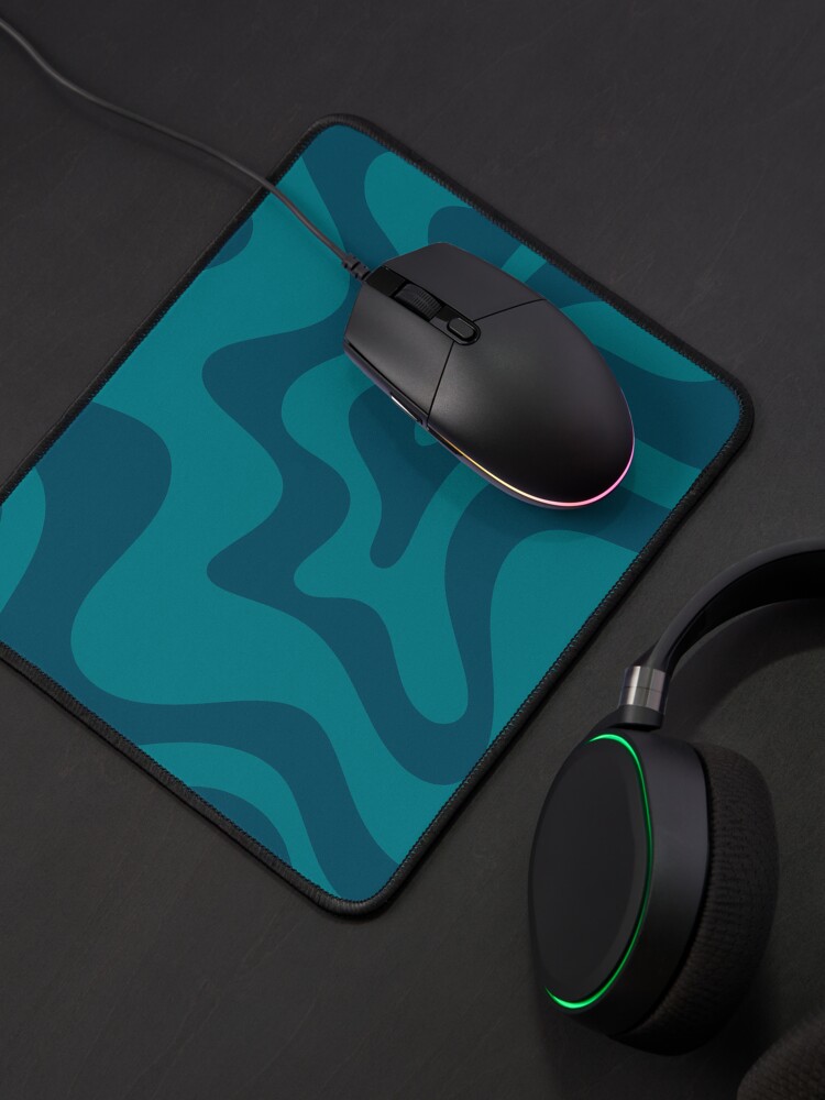 "Retro Liquid Swirl Abstract Pattern Square in Moroccan Teal and Blue ...