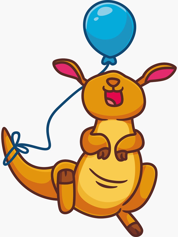 "Cute cartoon kangaroo with balloon" Sticker for Sale by anwar-designer ...
