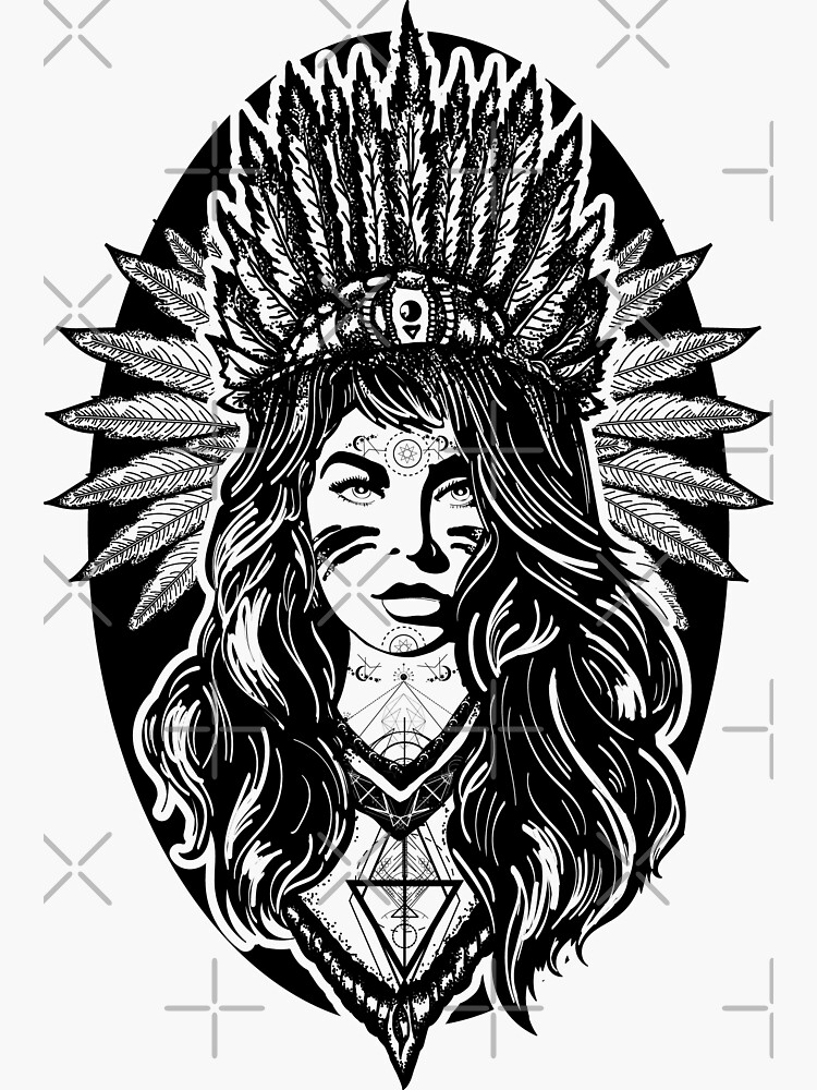 "Native American woman. Girl warrior" Sticker for Sale by intueri ...