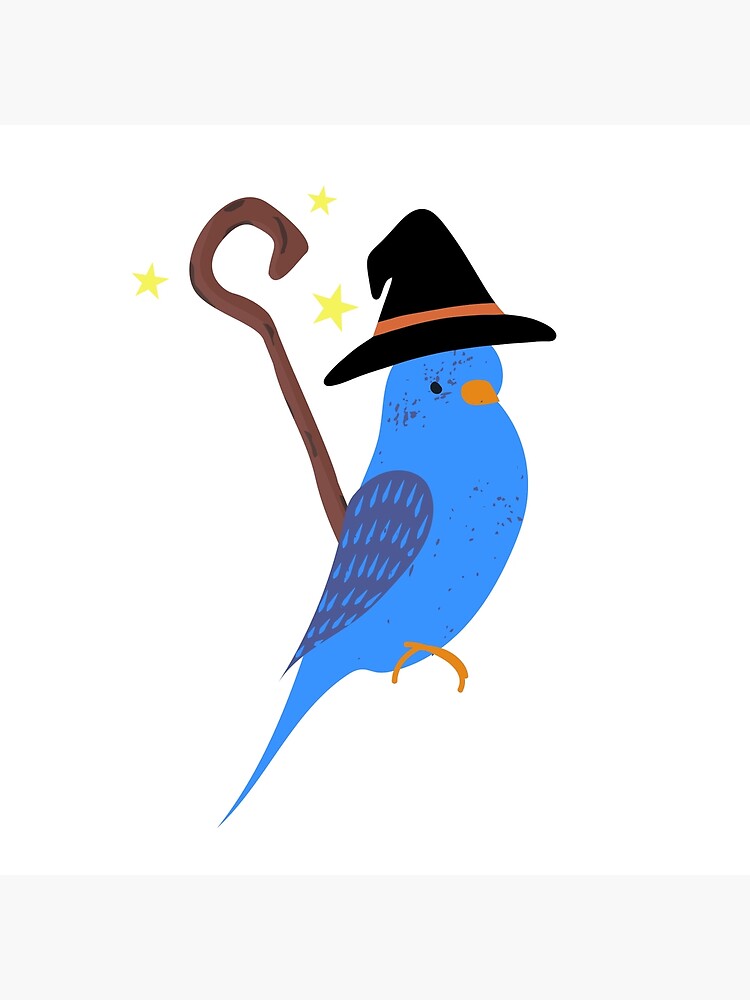 "Blue Bird Wizard With a Magic Staff and a Hat" Poster for Sale by ...