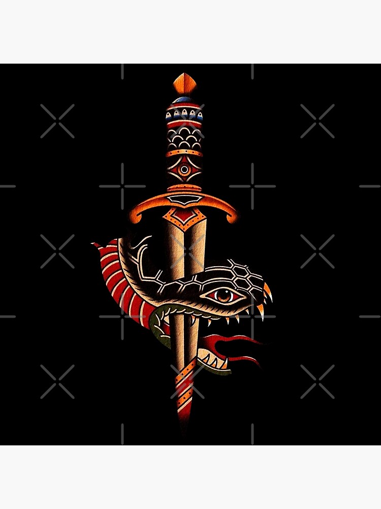 "Traditional Snake Dagger Tattoo" Poster for Sale by Cesarcali | Redbubble