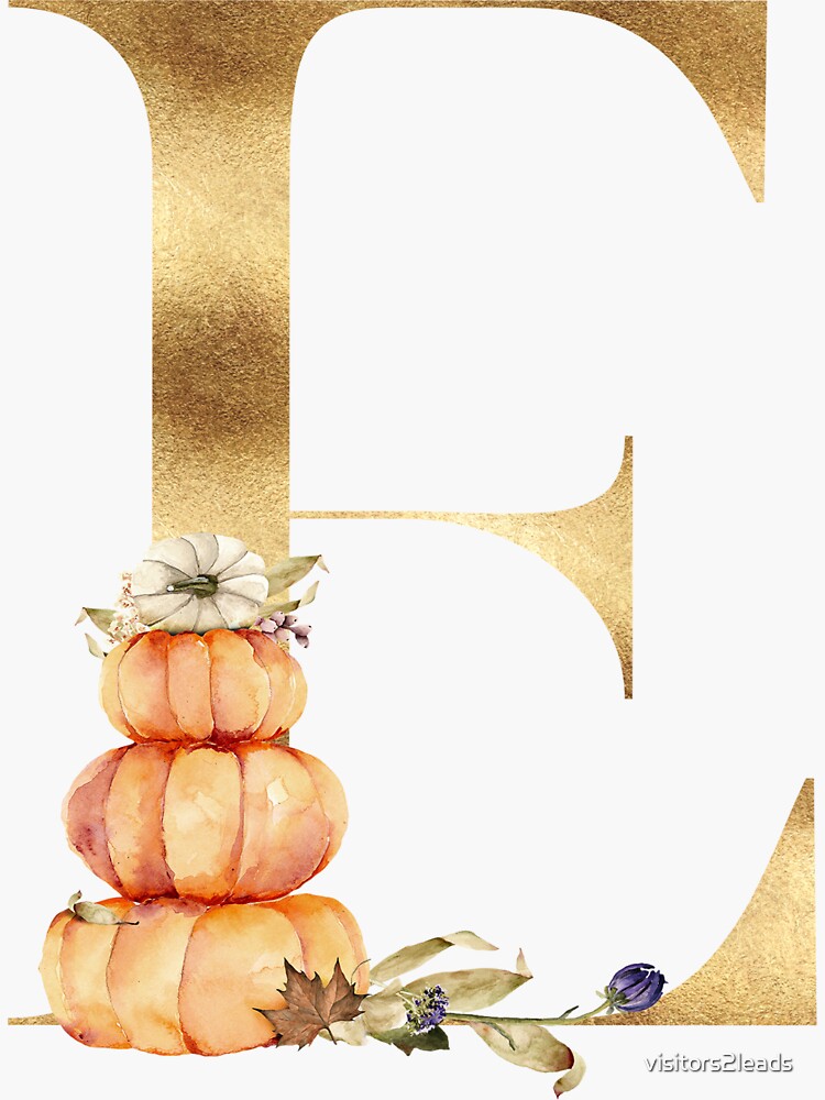 "Gold Autumn Theme Letter E" Sticker for Sale by visitors2leads | Redbubble