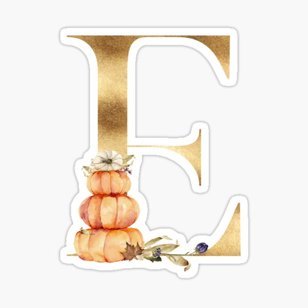 "Gold Autumn Theme Letter E" Sticker for Sale by visitors2leads | Redbubble
