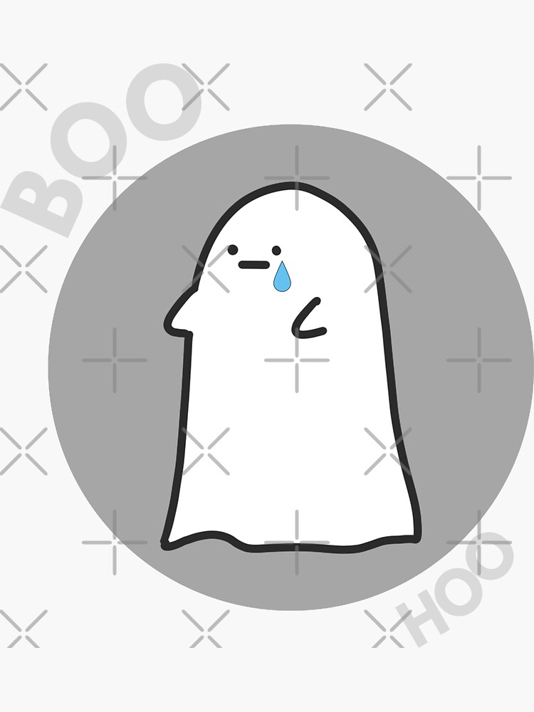 "Light Grey Boo Hoo Sad Ghost with Light Grey Circle" Sticker for Sale ...