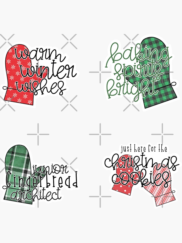 "Baking Messages on Red and Green Oven Mitts" Sticker for Sale by ...