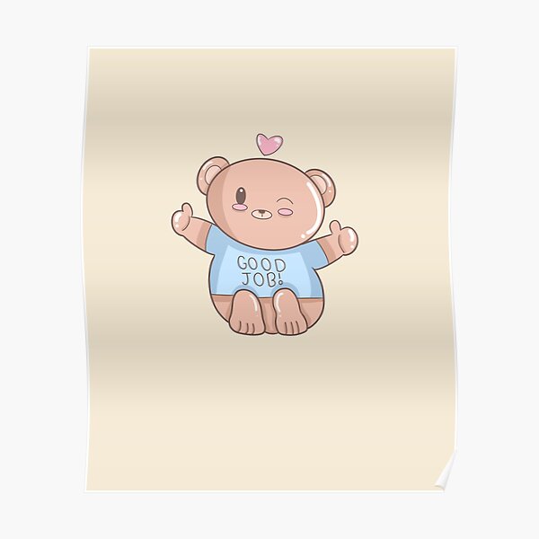 "Thumbs Up Good Job Bear" Poster for Sale by MinniMDesign | Redbubble