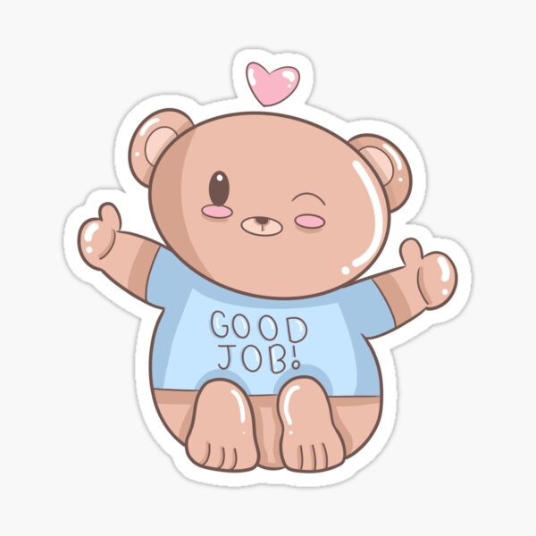 "Thumbs Up Good Job Bear" Sticker for Sale by MinniMDesign | Redbubble