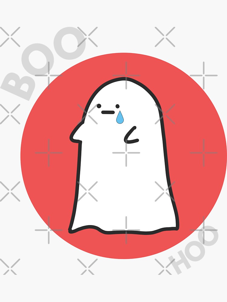 "Light Grey Boo Hoo Sad Ghost with Red Circle" Sticker for Sale by ...