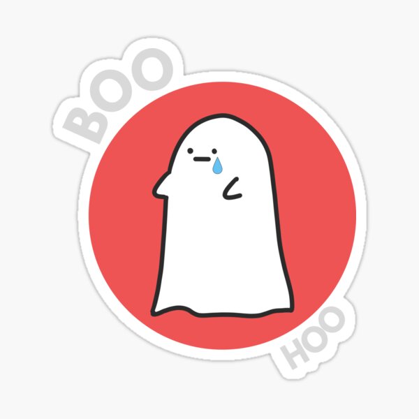 "Light Grey Boo Hoo Sad Ghost with Red Circle" Sticker for Sale by ...