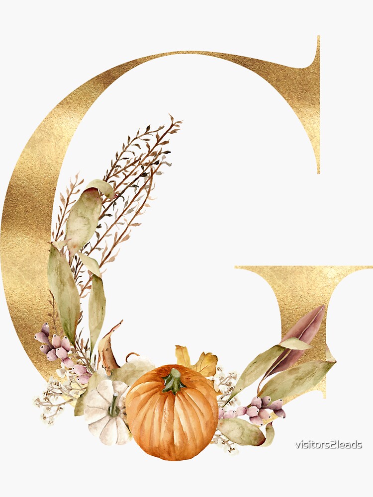 "Gold Autumn Theme Letter G" Sticker for Sale by visitors2leads | Redbubble