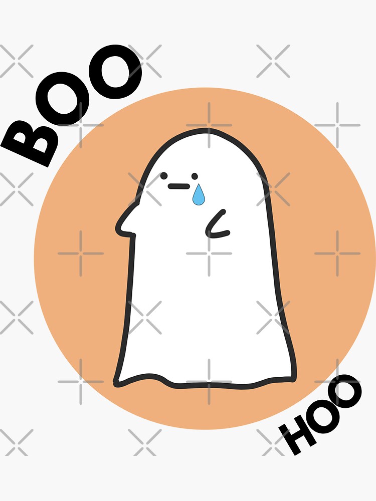 "Black Boo Hoo Sad Ghost with Orange Circle" Sticker for Sale by ...