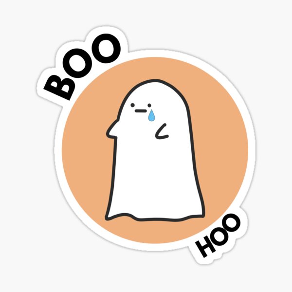 "Black Boo Hoo Sad Ghost with Orange Circle" Sticker for Sale by ...