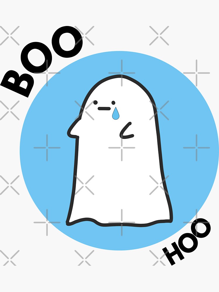 "Black Boo Hoo Sad Ghost with Blue Circle" Sticker for Sale by ...