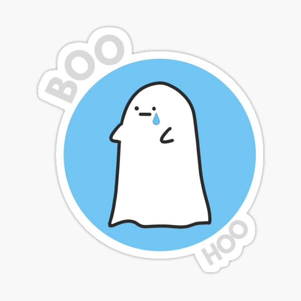 "Light Grey Boo Hoo Sad Ghost with Blue Circle" Sticker for Sale by ...