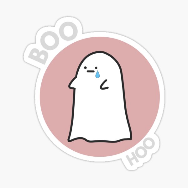 "Light Grey Boo Hoo Sad Ghost with Dusty Pink Circle" Sticker for Sale ...