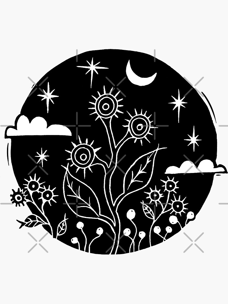 "Night Plants • Linoprinted" Sticker for Sale by StudioCLT | Redbubble