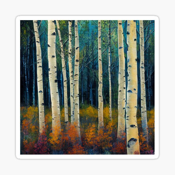 " White fall birch trees with autumn leaves -Aspen forest acrylic ...