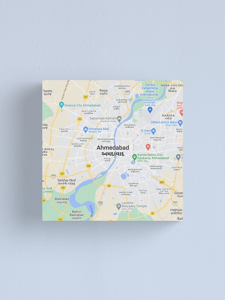 Lienzo Cartografía Del Mapa De Ahmedabad India De Mapsofthisworld