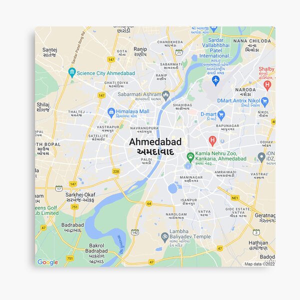 Lienzo Cartografía Del Mapa De Ahmedabad India De Mapsofthisworld