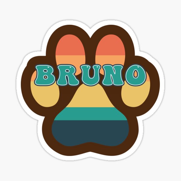 "Bruno Dog Name Vintage Sunset Paw Prints on Brown - Bruno Dog Name ...