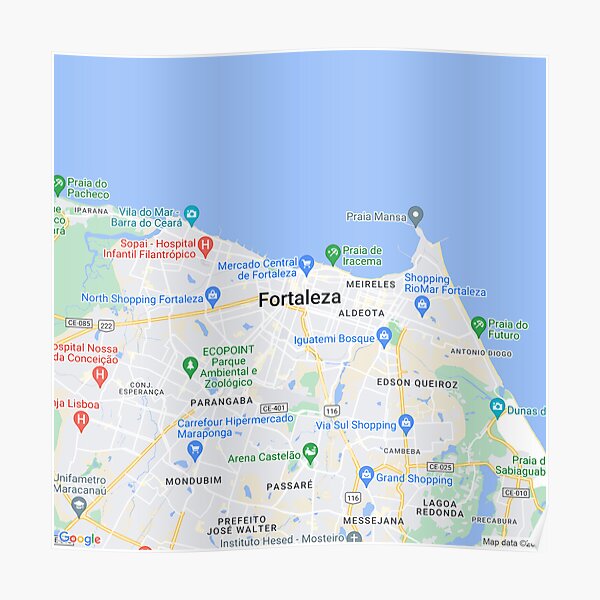 "Fortaleza, Brazil, Map Carthography" Poster for Sale by ...