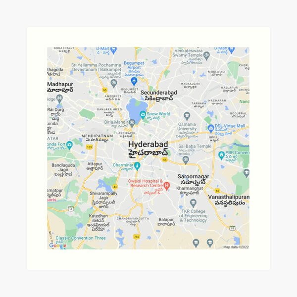 "Hyderabad, India, Map Carthography" Art Print for Sale by ...