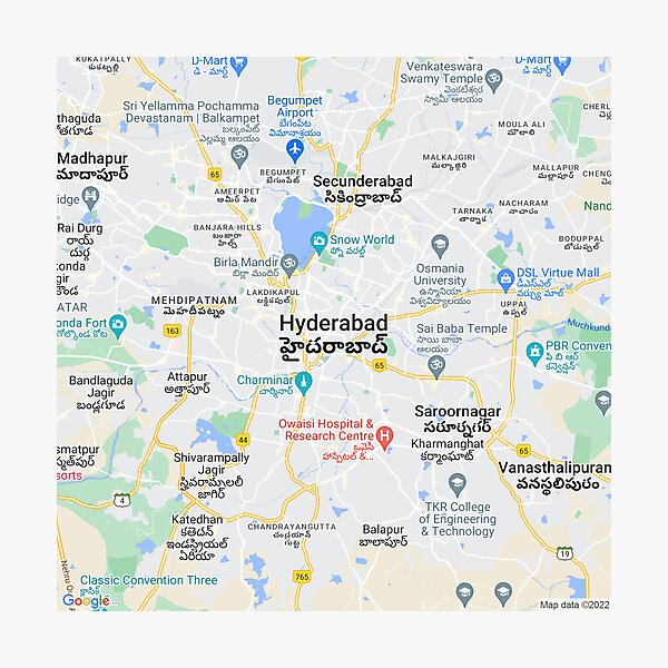 "Hyderabad, India, Map Carthography" Photographic Print for Sale by ...