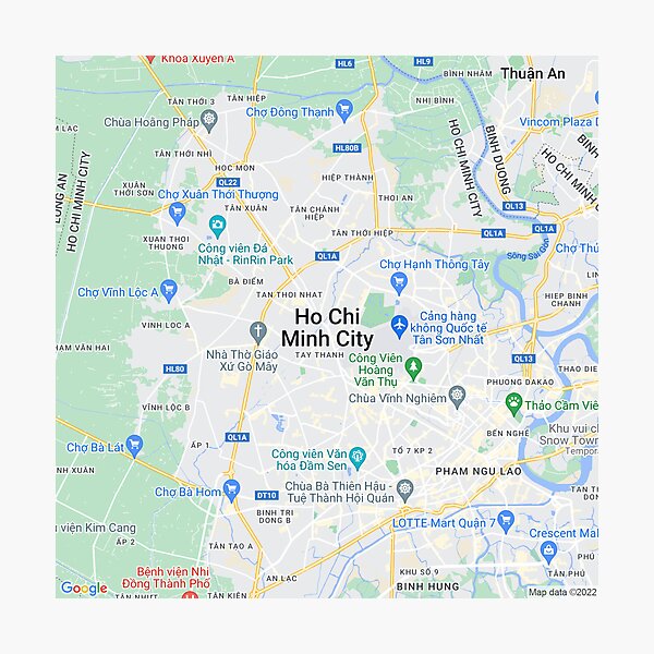 Lámina fotográfica «Ciudad de Ho Chi Minh, Vietnam, cartografía del mapa» de mapsofthisworld ...