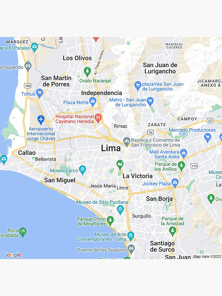 Lámina fotográfica «Lima, Perú, cartografía del mapa» de ...