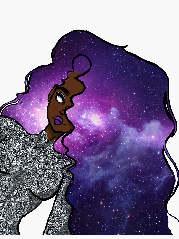 "Galaxy Girl" Sticker for Sale by LyniehArt | Redbubble