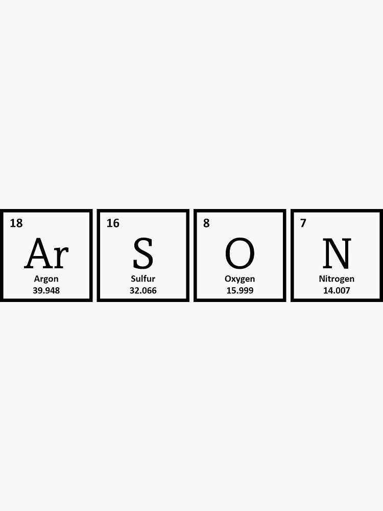 "ARSON Periodic Table Logo (Black Lettering)" Sticker for Sale by ...