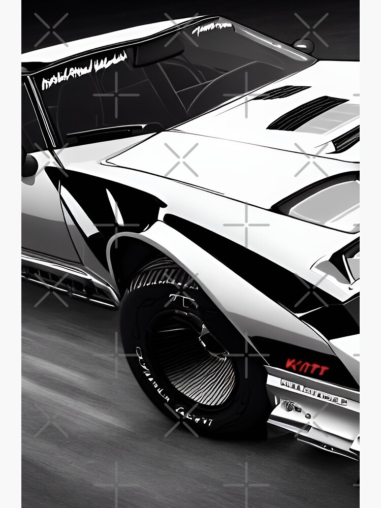 "70s white retro muscle race car art print" Sticker for Sale by ...