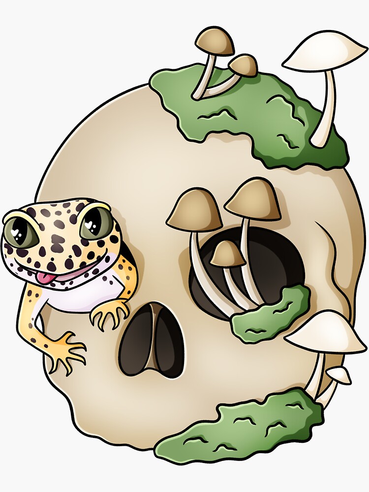 "Leopard Gecko in a Skull" Sticker for Sale by Inspireexotics | Redbubble