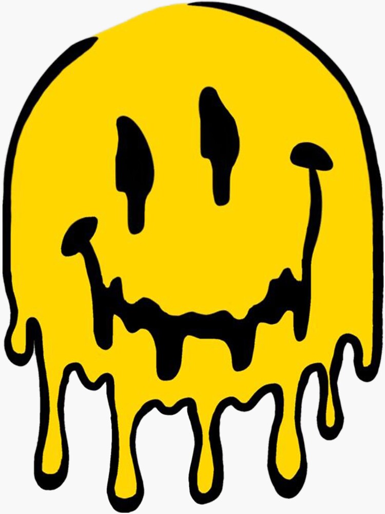 "Dripping smiley face" Sticker for Sale by luc-Uzmann | Redbubble