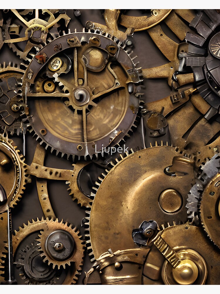 "Steampunk cogs and gears II" Sticker for Sale by Liupek | Redbubble