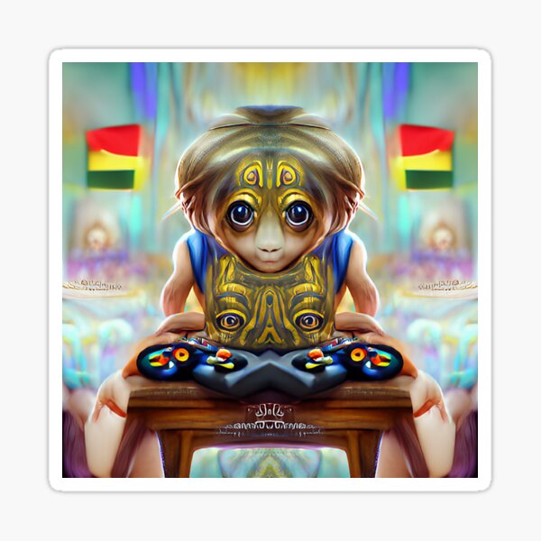 "Monkey Gamer Painting" Sticker for Sale by Byterra-Artech | Redbubble