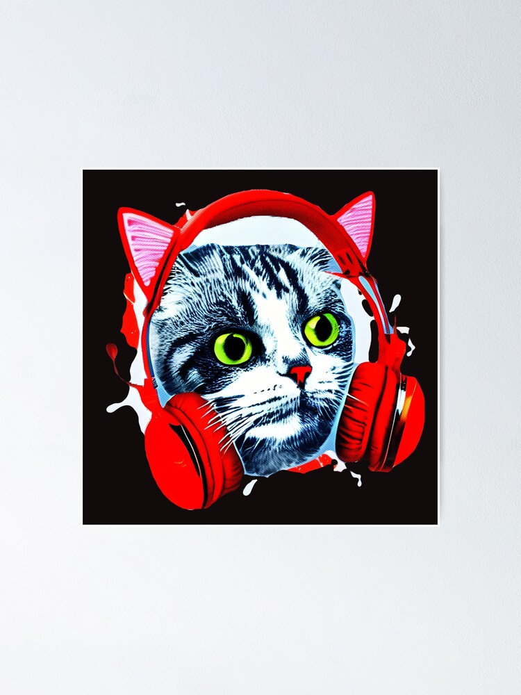 "Cat House DJ Kitty" Poster for Sale by nuel-art | Redbubble