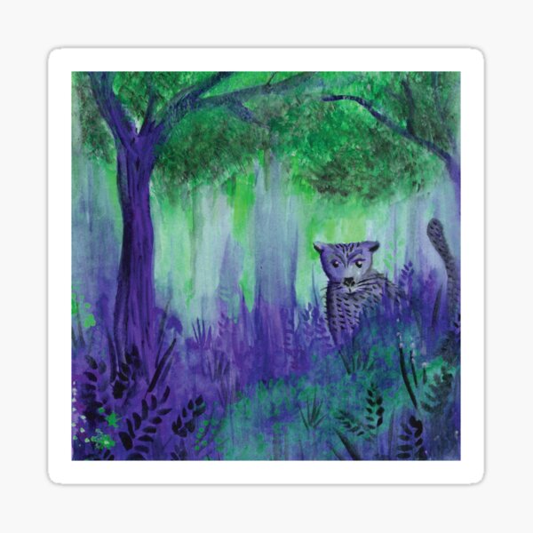"Jungle Cat in Indigo" Sticker for Sale by hanNsneep | Redbubble