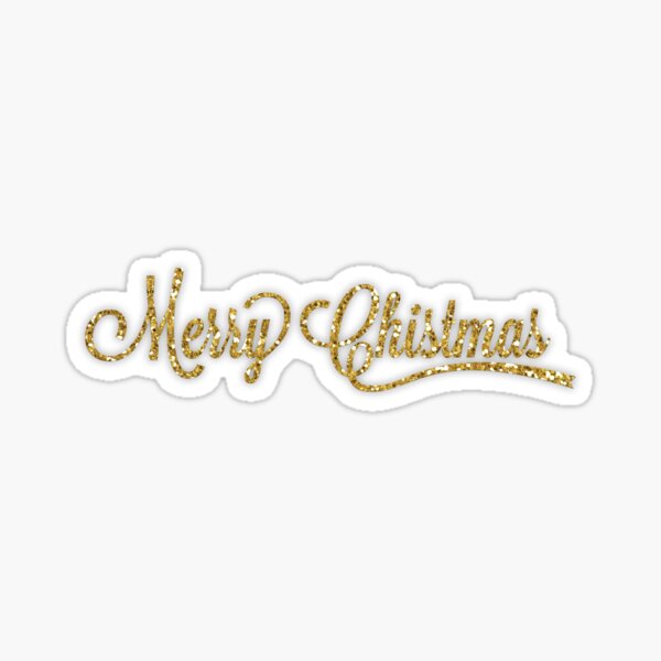 "Merry Christmas Gold Glitter Sticker" Sticker by carolinadesigna ...